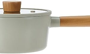 NEOFLAM FIKA Sauce Pan for Stovetops and Induction | Wood Handle and Glass Lid | Made in Korea (7" / 1.7qt)