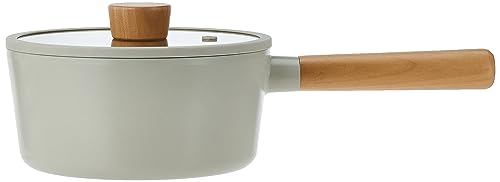 NEOFLAM FIKA Sauce Pan for Stovetops and Induction | Wood Handle and Glass Lid | Made in Korea (7" / 1.7qt)