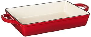 crock pot artisan 13 inch enameled cast iron lasagna pan, scarlet red