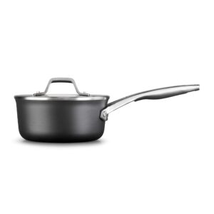 calphalon premier hard-anodized nonstick cookware, 1.5-quart sauce pan with cover black