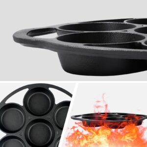 YOLOPLUS+ Pre-seasoned Cast Iron Cake Pan Mini Cake Pan Cast Iron Biscuit Pan, Cast Iron Cookware for Biscuits, Muffins, and Scones