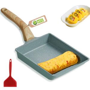 mihunter japanese omelette pan nonstick tamagoyaki egg pan,retangle small frying pan,with silicone spatula & brush,non-stick coating (pfoa free) - 20 x 15cm