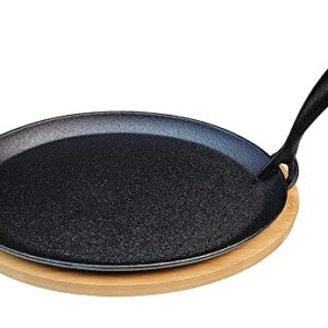 HAWOK Cast Iron Fajita pan with Bamboo Tray and Handle Set of 4…