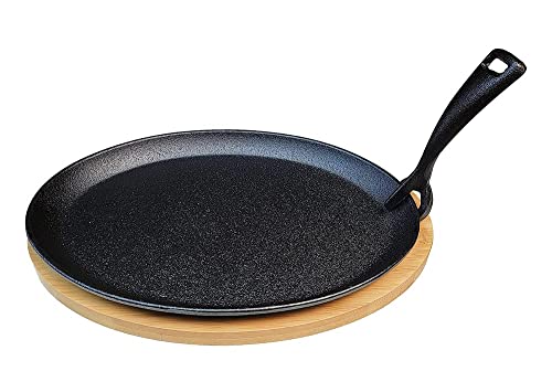 HAWOK Cast Iron Fajita pan with Bamboo Tray and Handle Set of 4…