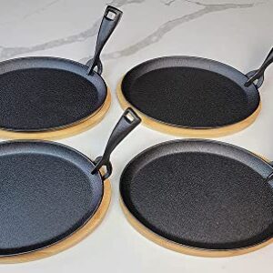 HAWOK Cast Iron Fajita pan with Bamboo Tray and Handle Set of 4…