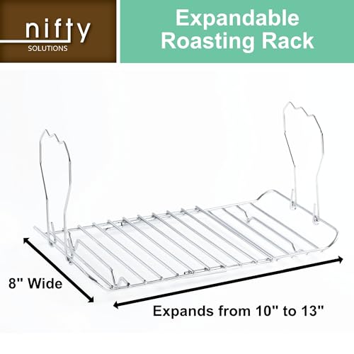 Nifty Expandable Roasting Rack – Easy-Grip Handles, Multipurpose Cooking Accessory, Chrome-Plated Steel, Dishwasher Safe, Heavy-Duty Design for Turkey, Ham, Goose, or Roast