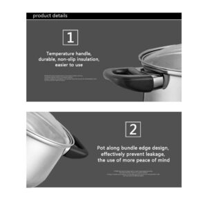 NARCE Stainless Steel Stockpot, 3 Quart Stock Pot with Lid, Heat-Proof Double Handles - Dishwasher Safe