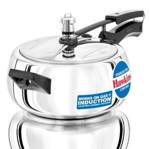 hawkins ssc35 induction base stainless steel pressure cooker, 3.5l, silver