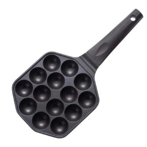 takoyaki grill pan,14 holes nonstick takoyaki grill pan cooking baking mold tool for making poffertjes pancake balls,thai kanom krok and other small desserts,1.57" hole diameter