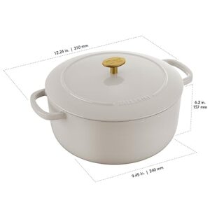 Ballarini Bellamonte Cast Iron Dutch Oven with Lid 4.25-qt, Serves 4-4, Crema White