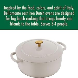 Ballarini Bellamonte Cast Iron Dutch Oven with Lid 4.25-qt, Serves 4-4, Crema White