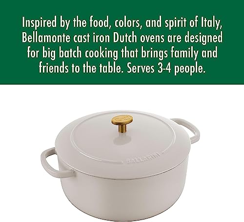 Ballarini Bellamonte Cast Iron Dutch Oven with Lid 4.25-qt, Serves 4-4, Crema White