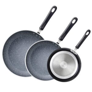 cook n home 8"/10"/12" 3 pieces frying saute pan set with non-stick coating and induction compatible bottom, black