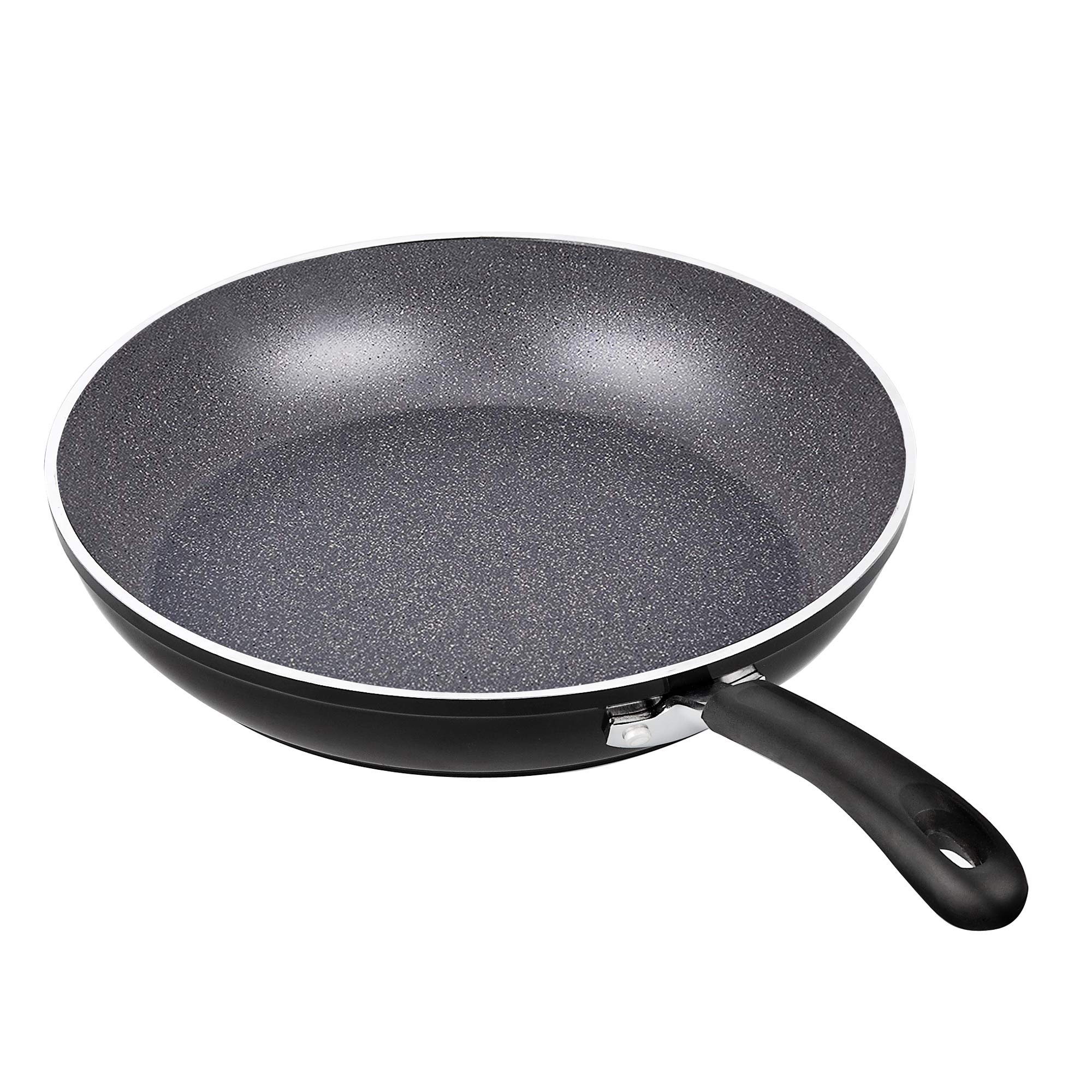 Cook N Home 8"/10"/12" 3 Pieces Frying Saute Pan Set with Non-stick Coating and Induction Compatible bottom, Black