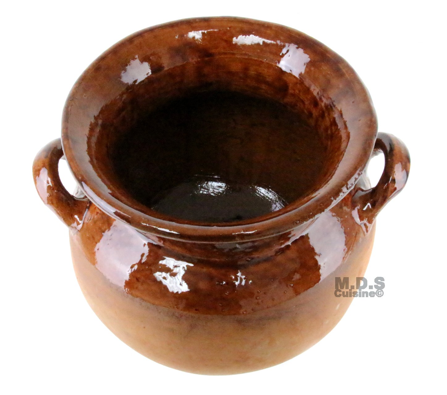 Olla Frijolera De Barro 1.5 Qt. Mini Traditional Handmade Mexican Authentic Artisan Barro Clay 100% Stockpot with Brown Glaze Interior Finish