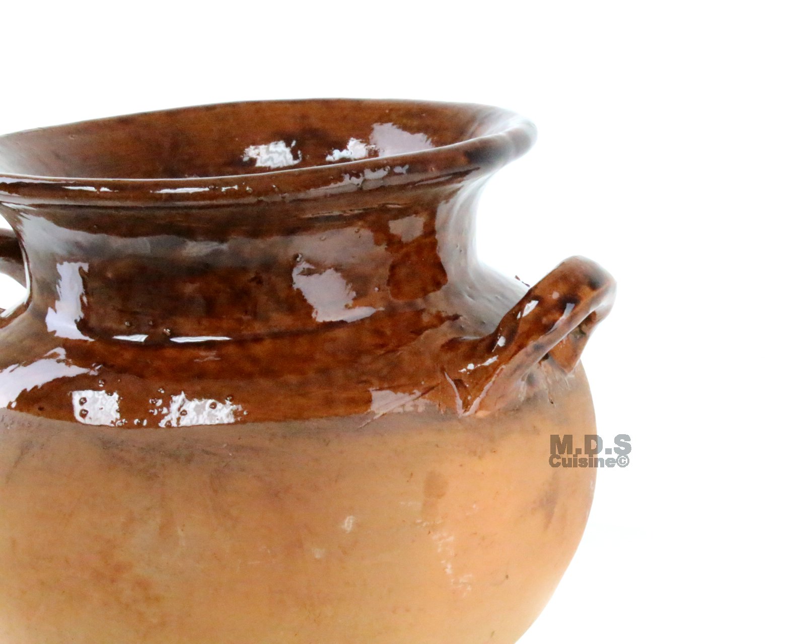 Olla Frijolera De Barro 1.5 Qt. Mini Traditional Handmade Mexican Authentic Artisan Barro Clay 100% Stockpot with Brown Glaze Interior Finish