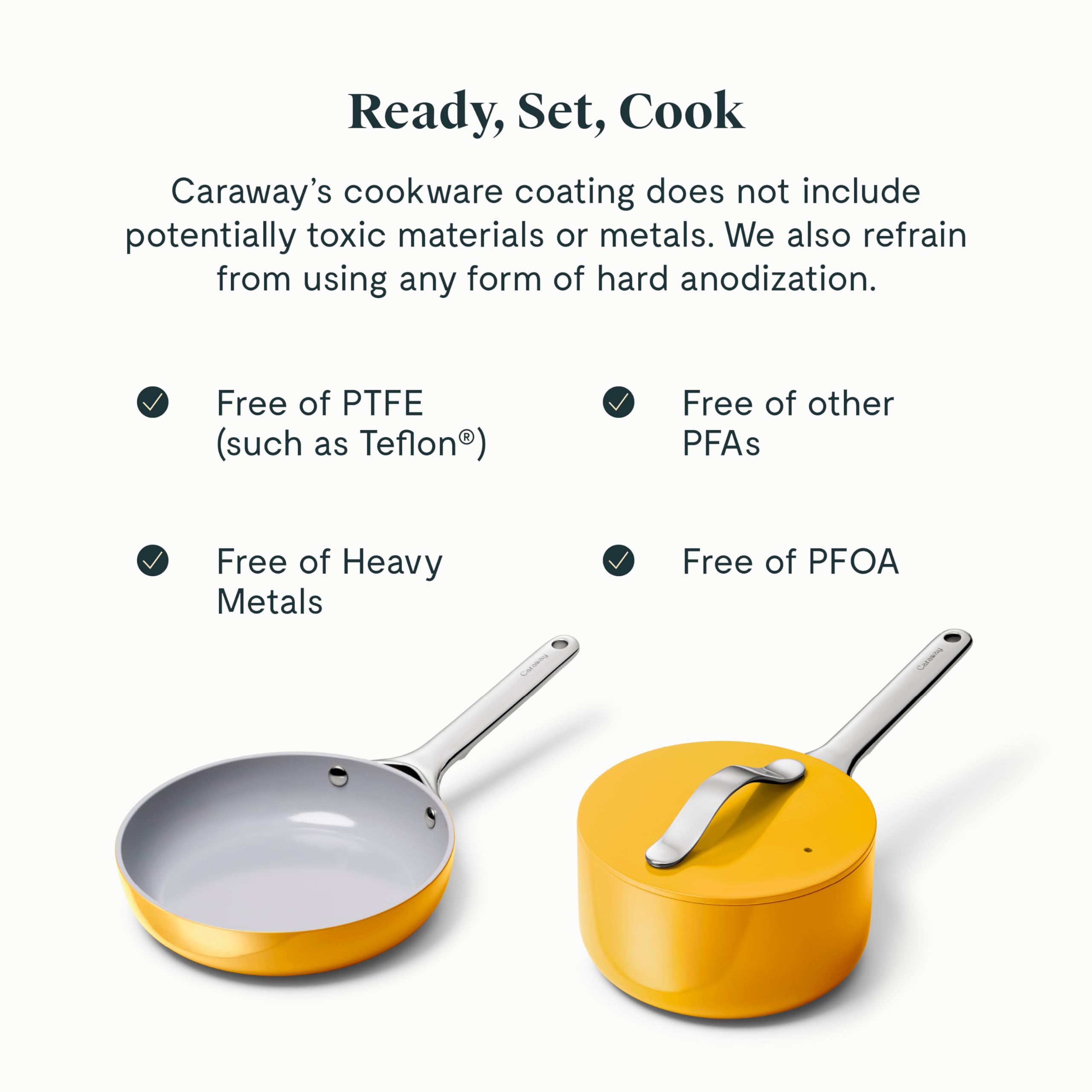 Caraway Mini Duo - Non-Stick Ceramic Mini Fry Pan (1.05 qt, 8") & Mini Sauce Pan (1.75 qt) - Non Toxic, PTFE & PFOA Free - Oven Safe & Stovetop Agnostic (Gas, Electric & Induction) - Marigold