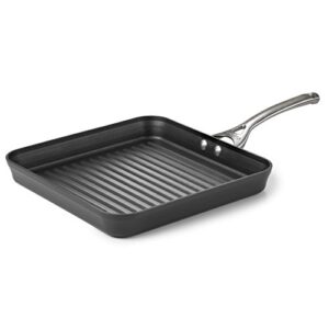 calphalon contemporary hard-anodized aluminum nonstick cookware, square grill pan, 11-inch, black