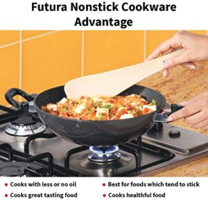 Futura Q 57 Non-Stick Deep-Fry Pan(Kadhai) 4.0 Litre with Steel Lid, 4 Liter, Gray