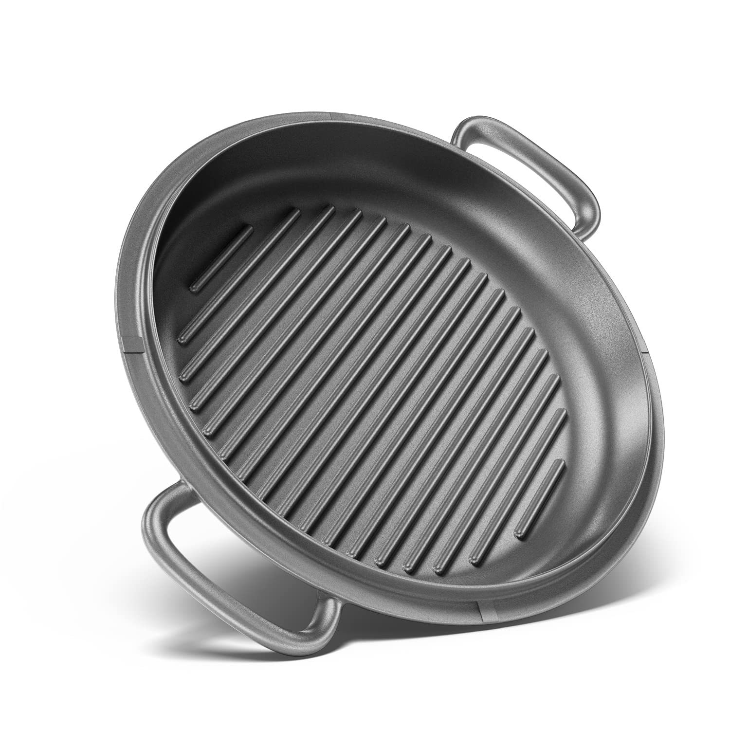 Risa Cast Iron, Oil-Coated Grill Pan for the Perfect Sear Grill on Oven, Stove, or Outdoor Grill | Works as Lid on Pots and Pans | Black, Deep Blue (RIS-FGS-A008-01-AA1US)