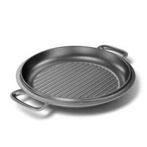 Risa Cast Iron, Oil-Coated Grill Pan for the Perfect Sear Grill on Oven, Stove, or Outdoor Grill | Works as Lid on Pots and Pans | Black, Deep Blue (RIS-FGS-A008-01-AA1US)