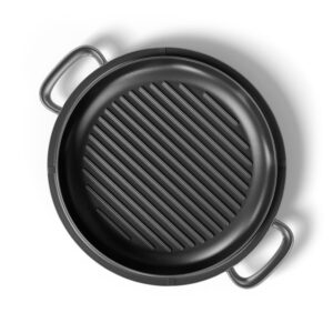 Risa Cast Iron, Oil-Coated Grill Pan for the Perfect Sear Grill on Oven, Stove, or Outdoor Grill | Works as Lid on Pots and Pans | Black, Deep Blue (RIS-FGS-A008-01-AA1US)