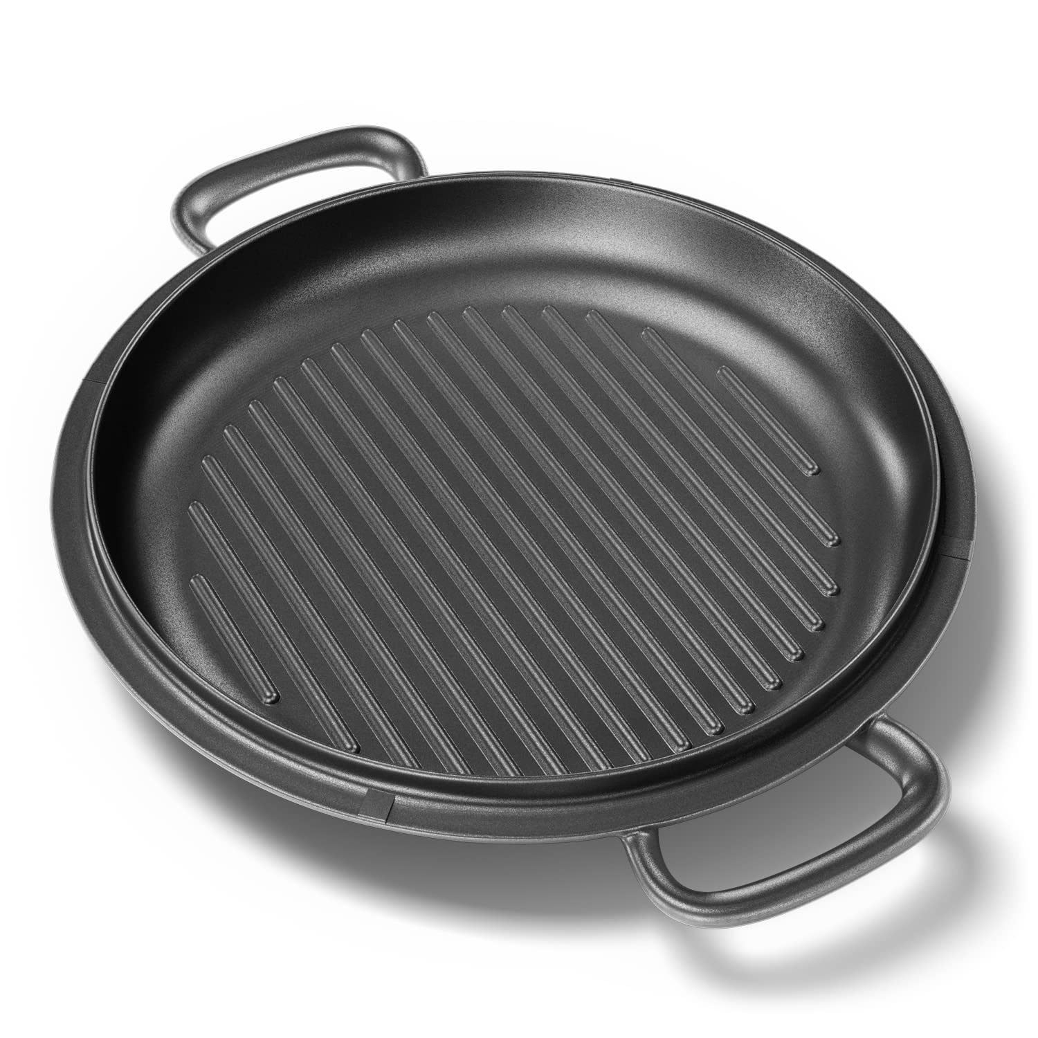 Risa Cast Iron, Oil-Coated Grill Pan for the Perfect Sear Grill on Oven, Stove, or Outdoor Grill | Works as Lid on Pots and Pans | Black, Deep Blue (RIS-FGS-A008-01-AA1US)