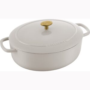 ballarini bellamonte cast iron 5-qt oval dutch oven - crema white