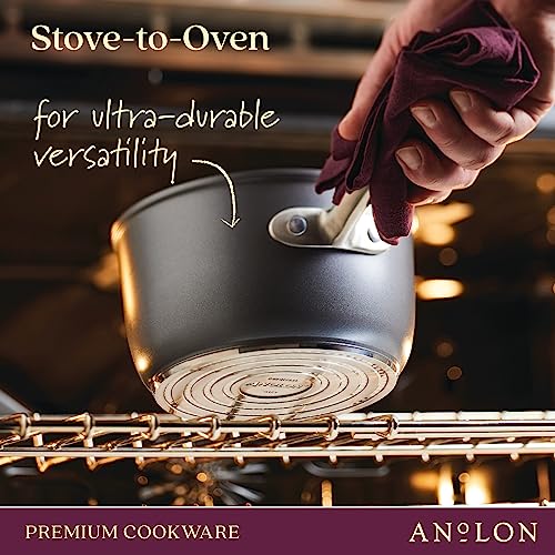 Anolon Accolade Forged Hard Anodized Nonstick Sauce Pan / Saucepan with Lid, 2.5 Quart - Moonstone Gray