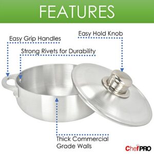 ALUMINUM CALDERO STOCK POT by Chef Pro, Durable Aluminum, Superior Cooking Performance for Even Heat Distribution, Perfect For Large/Small Groups, Riveted Handles, Commercial Grade, 28.4 Quart