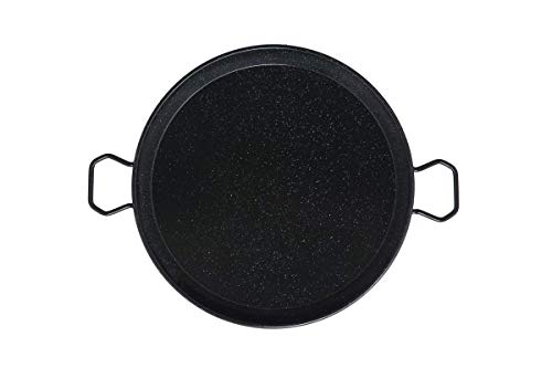 Mabel Home Paella Pan + Paella Burner and Stand Set on Wheels + Complete Paella Kit for up to 14 Servings - 15.75 inch Gas Burner + 18 inch Enamaled Steel Paella Pan