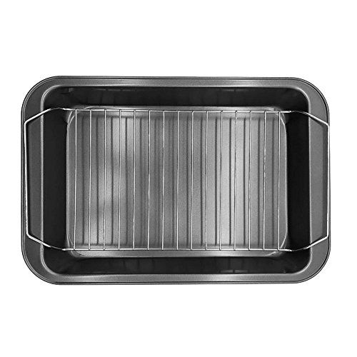 Roasting Pan with Rack, Roaster Pan with Rack, roasting pan, PFOA free (14.5"X9.8"X2.1")