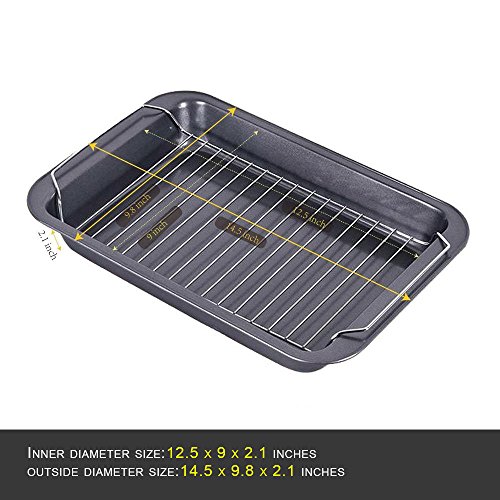 Roasting Pan with Rack, Roaster Pan with Rack, roasting pan, PFOA free (14.5"X9.8"X2.1")