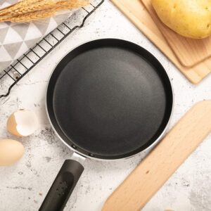 2 Pieces Non-Stick Crepe Pan Kitchen Omelette Frying Pan Pancake Cooking Skillet with Crepe Spreader and Spatula for Kitchen Cooking Tools