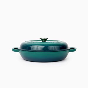 larder & vine enameled cast iron braiser with lid, cast iron casserole dish | 3.6qt /3.4l (bondi)