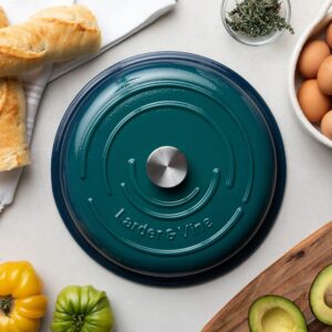 Larder & Vine Enameled Cast Iron Braiser with lid, Cast Iron Casserole Dish | 3.6QT /3.4L (Bondi)