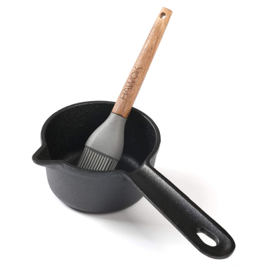 HAWOK 3.9inch Cast Iron Melting Pot Sauce Pan with Brush,8.8 oz…