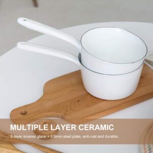 1.2L Enamel Milk Pan, Nonstick Saucepan Melting Coffee Milk Boiling Porridge Soup Saucepan Gas Stove Enamel Pot | Mini Butter Warmer, Enamelware Saucepan Pan for Home Kitchen Restaurant(white)