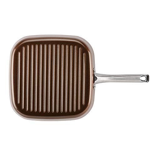 Ayesha Curry Home Collection Nonstick Square Grill Pan / Griddle Pan - 11.25 Inch, Brown Sugar