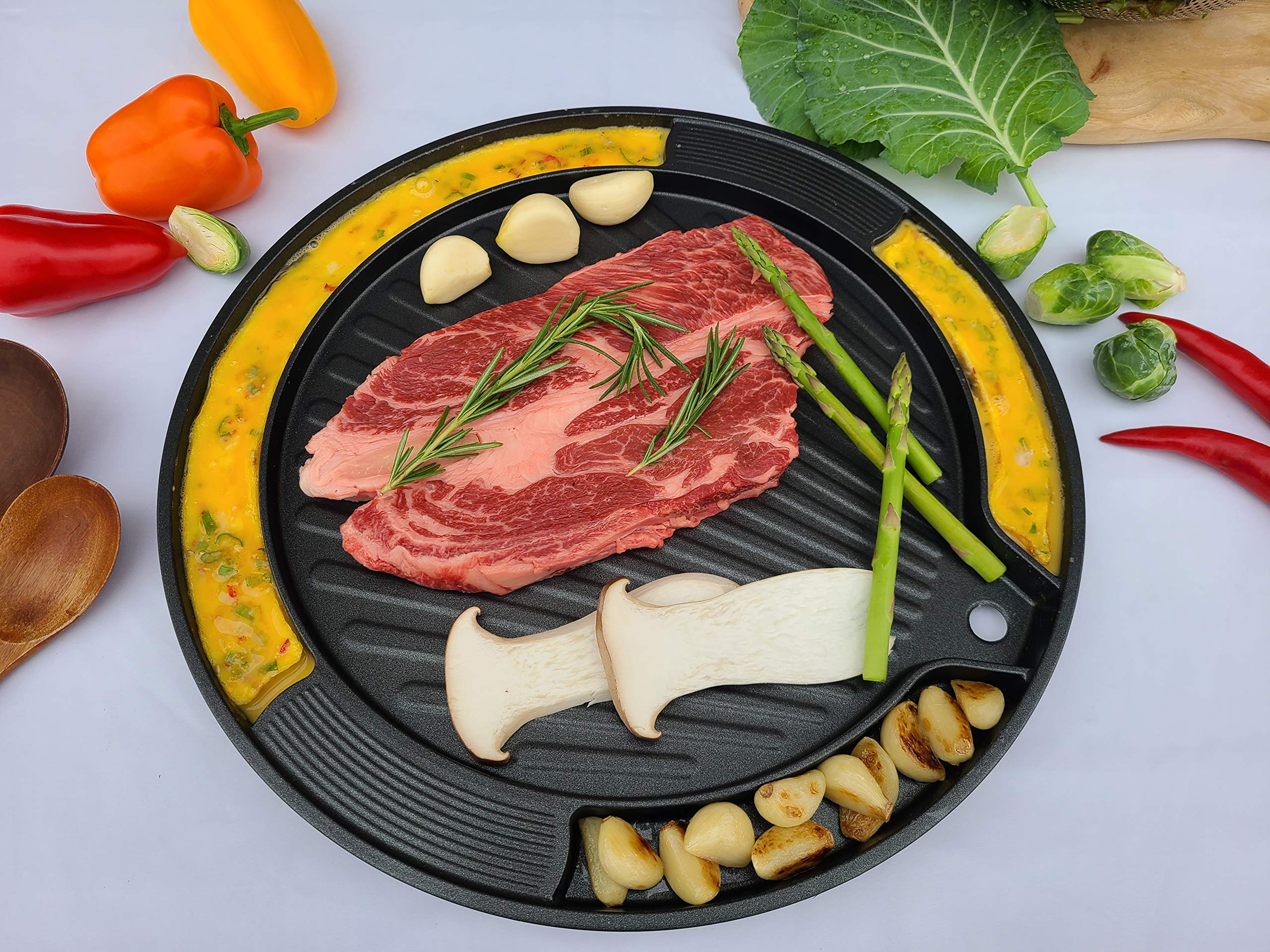 UPIT Korean BBQ Egg Grill Pan, Even Heating and Easy to Clean, Perfect for Pork Belly