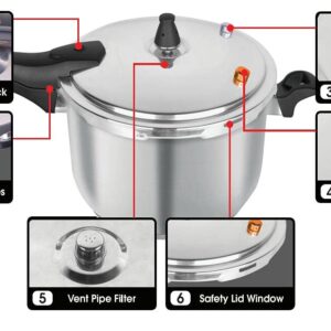 VITASUNHOW Stainless Steel Pressure Cooker with Steamer Basket, Faster Cooking and Safety Pressure Release (5-Liter)