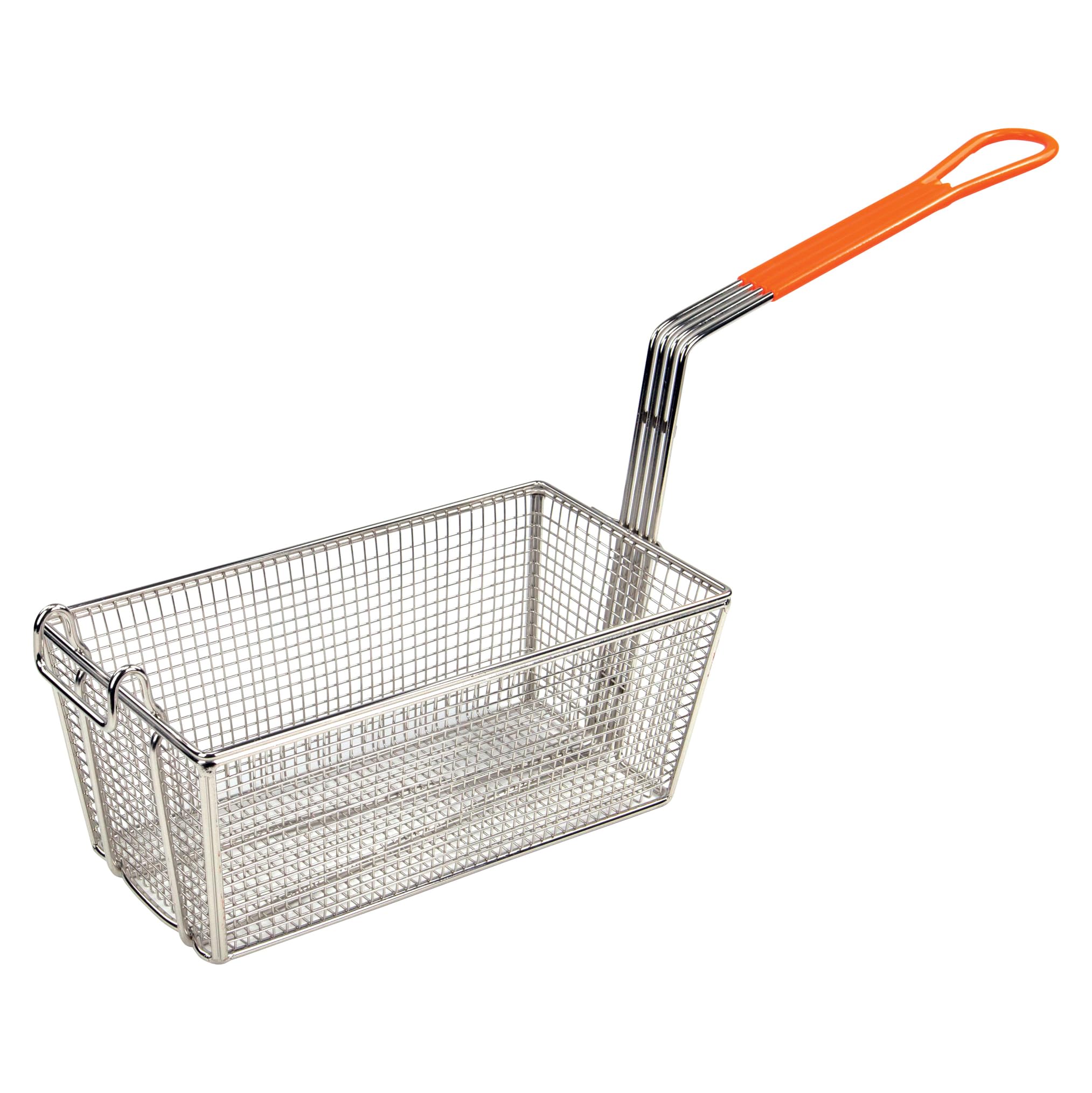 Winco Fry Basket with Orange Handle Medium , 12" x 6.5" x 5.25"