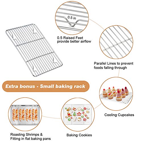 TeamFar Roasting Pan with Rack, 14 Inch Stainless Steel Turkey Roaster Lasagna Pan with V-Shaped Rack & Cooling Rack, Healthy & Durable, Brushed Surface & Dishwasher Safe, Rectangular - Set of 3