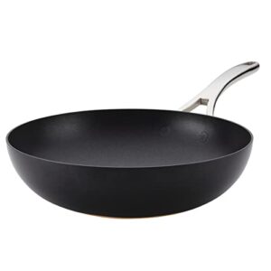 anolon nouvelle copper hard anodized nonstick wok/stir fry pan/wok pan - 12 inch, onyx black