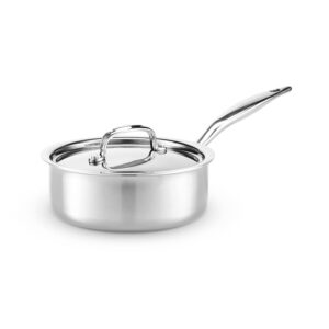 heritage steel 2 quart saucepan - titanium strengthened 316ti stainless steel with 5-ply construction - induction-ready and fully clad, made in usa