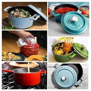 LAVA 7 Quarts Cast Iron Dutch Oven: Multipurpose Stylish Round Shape Dutch Oven Pot with Glossy Sand-Colored Three Layers of Enamel Coated Interior with Trendy Lid (Orange)