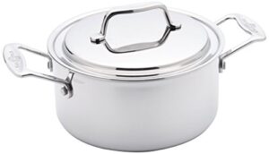 usa pan cookware 5-ply stainless steel 3 quart stock pot with cover, oven and dishwasher safe, made in the usa, silver