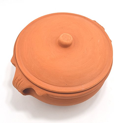 Ancient Cookware, Indian Clay Curry Pot, Large, 9 Inch, 2.5 Quarts