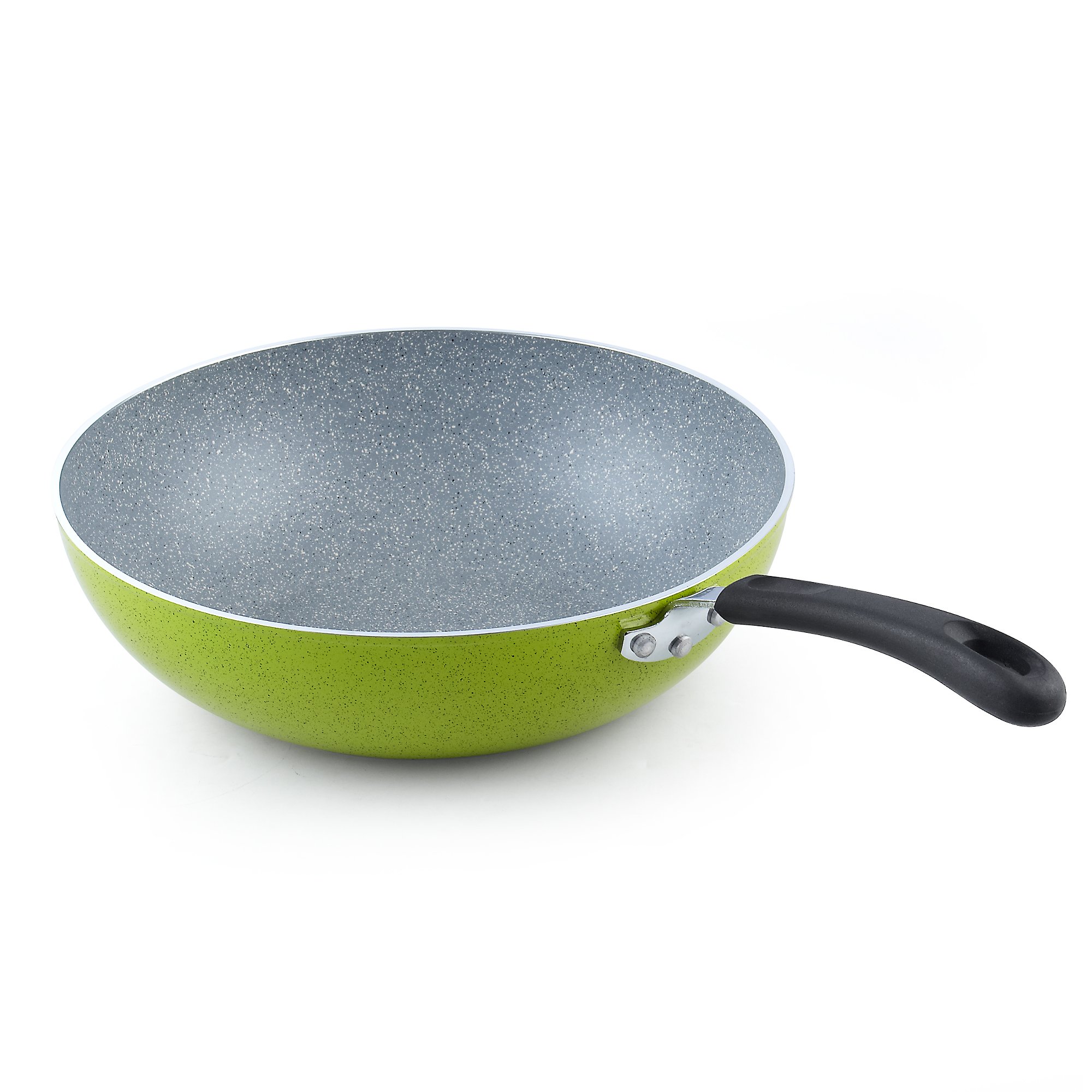 Cook N Home 2596 Nonstick Stir Fry Pan, Green Marble Pattern, 30cm 12-Inch Wok