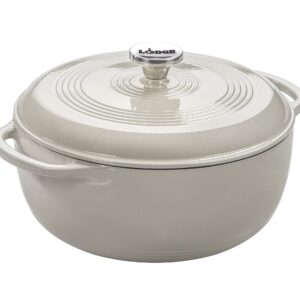 Lodge Enameled Cast Iron Casserole With Steel Knob and Loop Handles, 3.6 Quart, Oyster White & 6 Quart Enameled Cast Iron Dutch Oven. White Enamel Dutch Oven (Oyster White)